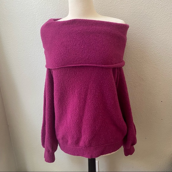 Free People | Sweaters | Free People Hot Pink Oversized Ballon Sleeve ...